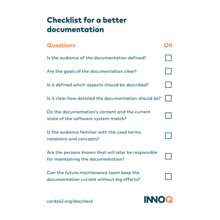 Checklist for a better documentation - cards42.org